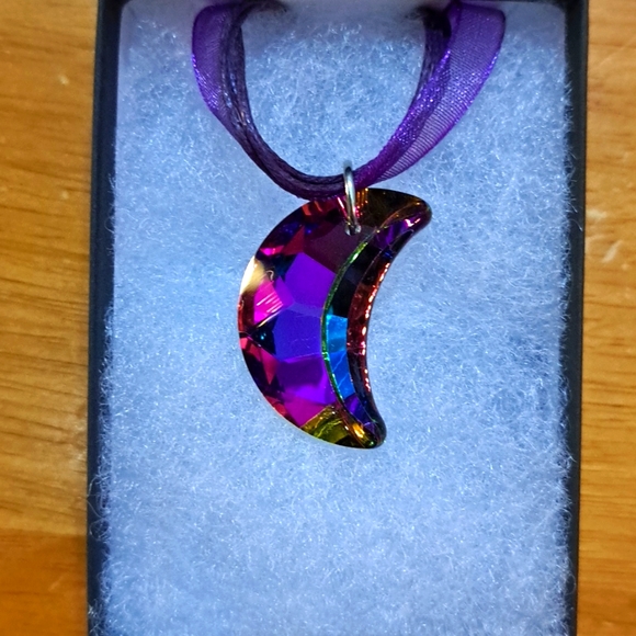 Jewelry | Fire Red Crystal Moon Necklace | Poshmark